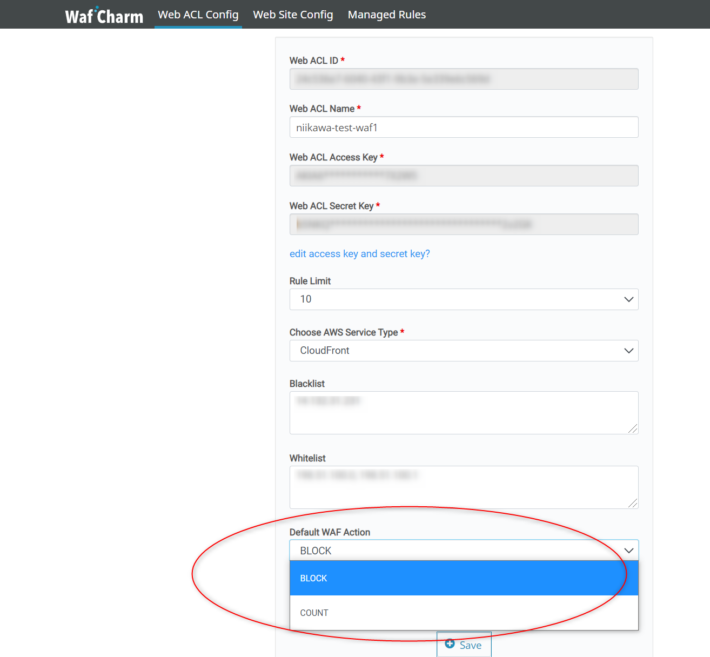 WafCharmの COUNT/BLOCK Actionの追跡方法 | Oji-Cloud